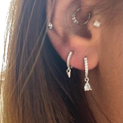 Pierced Earring Set Silver Stacking Earring Set Minimal Ear Stack for ...