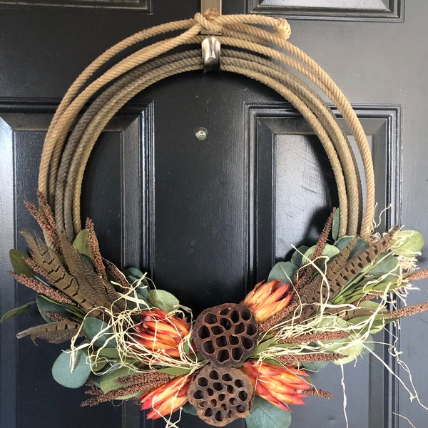 The Wild West 2.0 Rope Wreath, Floral Rope Wreath , Western Rope Wreath ...