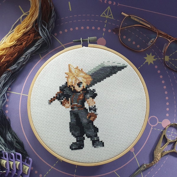 Final Fantasy Cross Stitch Pattern, Cloud Cross Stitch, Game Cross ...