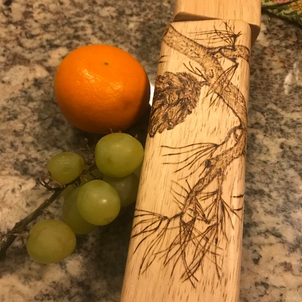 Indian Girl Looking at Eagle in Sky - Pyrography Art, Native American ...