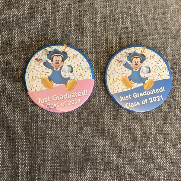 Minnie and Mickey Mouse Just Graduated Celebration Button - Graduation ...