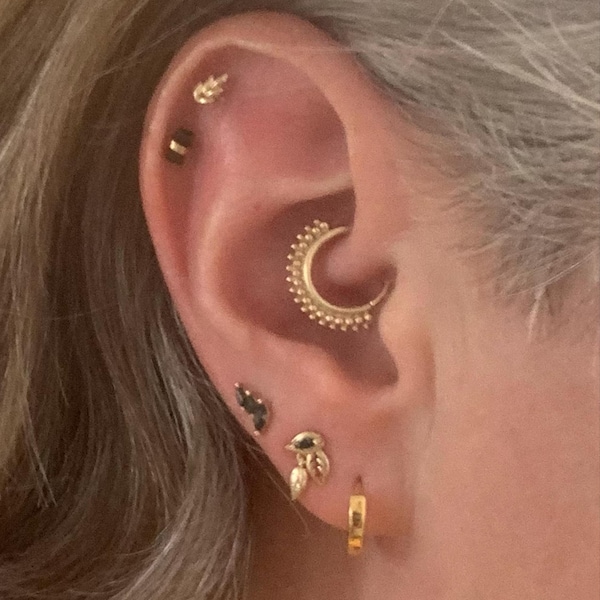 14K Solid Gold Prehnite Stud Earring/threadless Push Pin/prehnite Conch ...