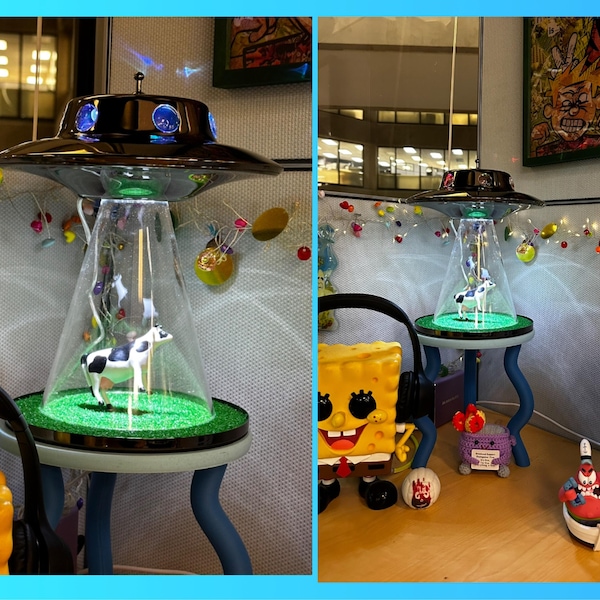 The Original Alien Abduction Lamp - UFO Cow Flying Saucer LED Night ...