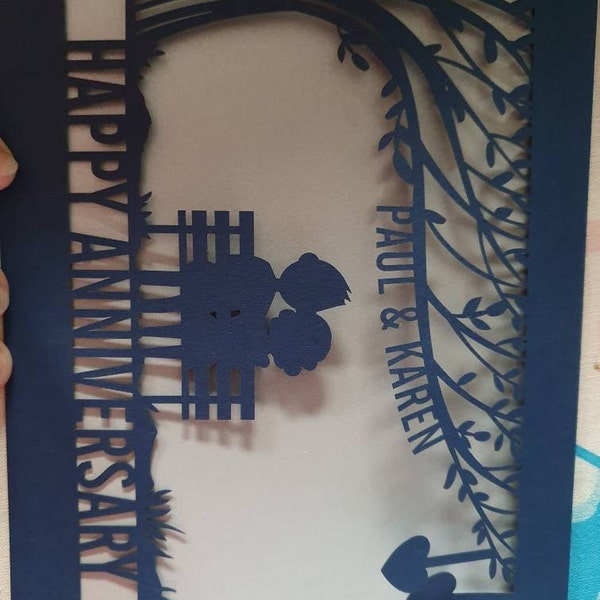 Anniversary Card Personalised Papercut Card, Wedding Anniversary ...