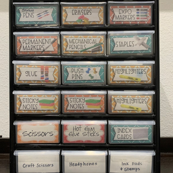 Labels for Storage Unit, 24-drawer Plastic Storage Cabinet Labels ...