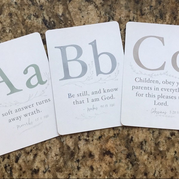 ABC Scripture Memorization Cards, Abc Bible Flash Cards, Abc Bible ...