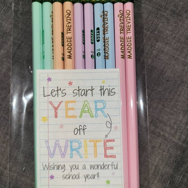 Personalized Pastel School Pencils, 1st Day of School Gift, Lets Start ...