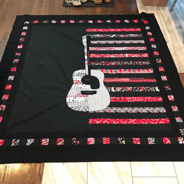 Guitar Applique Quilt Pattern, "beautifully Acoustic" (67" X 57") Twin ...