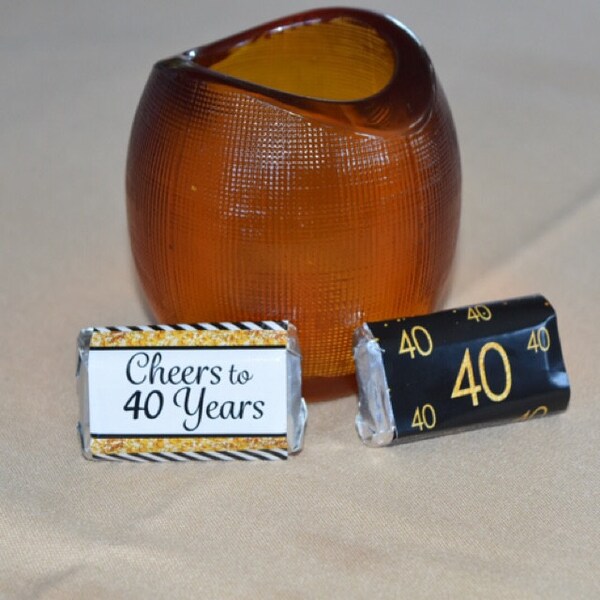 40th Birthday Candy Wrappers for Miniature Chocolate Bars, 45ct ...