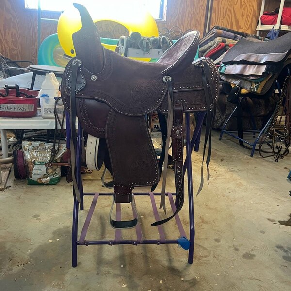 Wade Tree A Fork Premium Western Leather Roping Ranch Work Horse Saddle ...