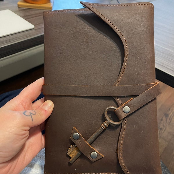Distressed Brown Leather Book Cover - Leather Notebook - Etsy