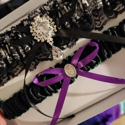 Black and White Wedding Garter, Black Garter, Lace Bridal Garter Set ...