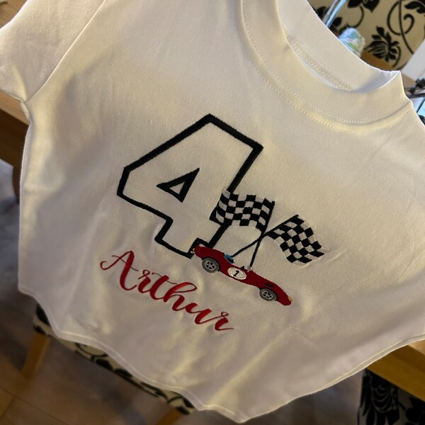 Personalised Embroidered Race Car Birthday T-shirt - Formula One ...