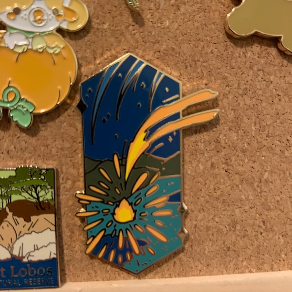 Meteor Pin - Celestial Scene Anime Gold Comet Star Flame Castle Space ...