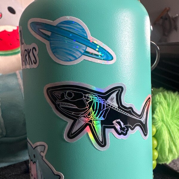 Holographic Skeleton Shark Sticker, Shark Sticker, Skeleton Sticker ...