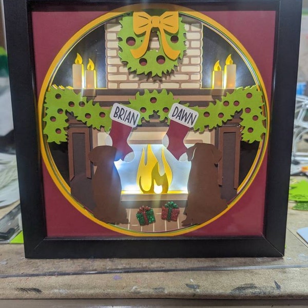 3D MANTLE With STOCKINGS Svg - 3D Christmas Svg - CHRISTMAS Shadow Box ...