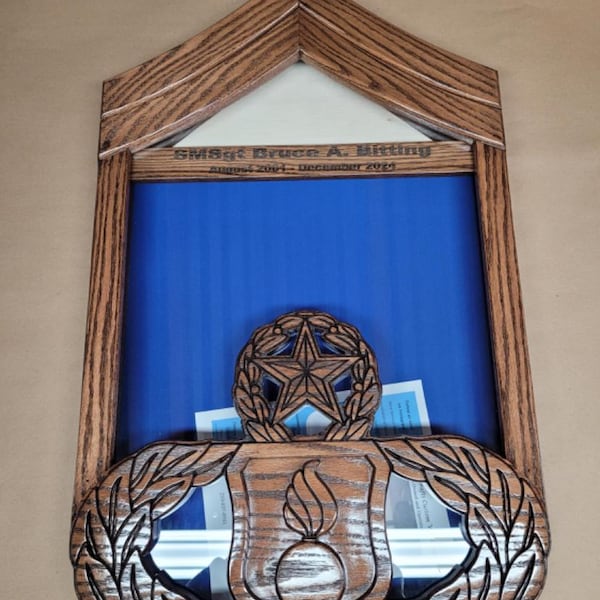 Handcrafted Air Force Skill Level Badge Shadow Box-air Force Shadowbox ...