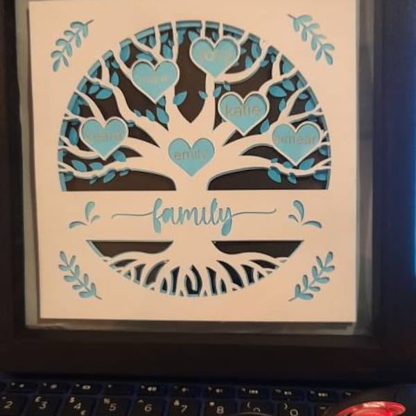 Custom Family Tree Shadow Box SVG, Personalized Name Sign (digital ...