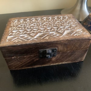 Wooden Jewellery Box Aztec Design White Washed Three Sizes Available ...