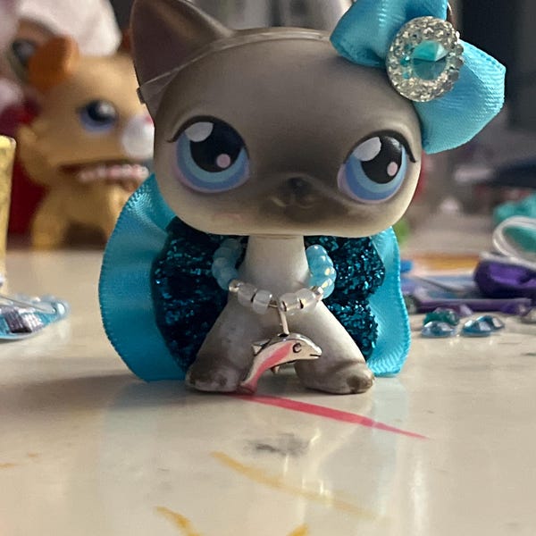 Littlest Pet Shop LPS 12 PC Clothes BLUE Accessories Grab Bag Custom ...