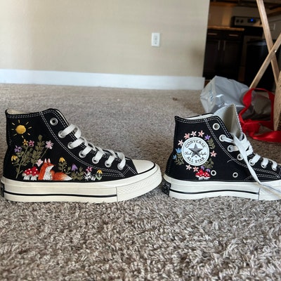 Embroidered Converse/converse Hi Tops/embroidered Colorful Bear ...