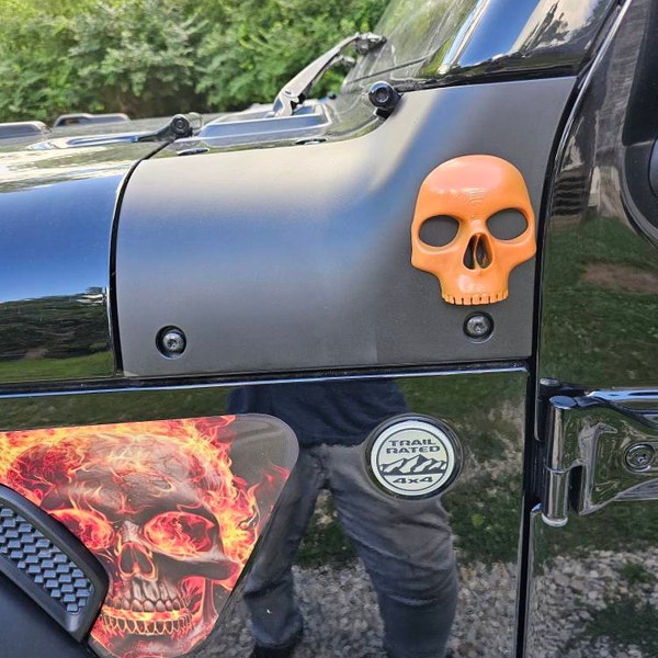 Scary Skull Face in 3d Blk W Black for Jeep Wrangler JL JLU & Jeep ...