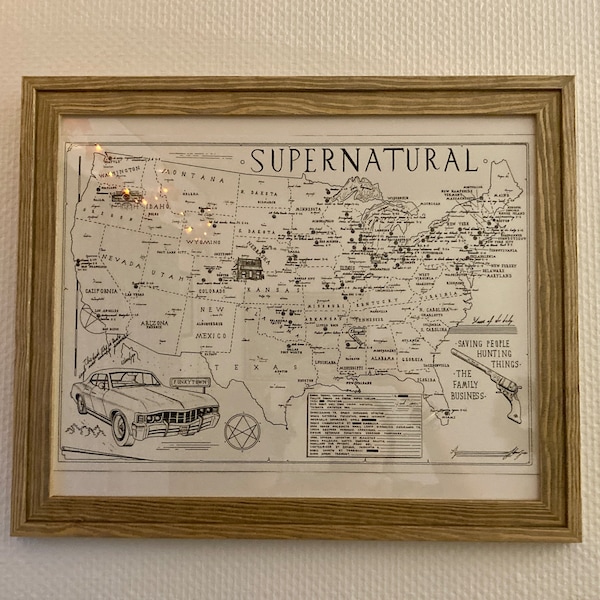 Fan Art Hand Drawn SUPERNATURAL Map - Etsy