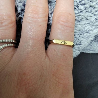 Bar Name Ring by Caitlyn Minimalist Signet Name Ring Custom Skinny Bar ...