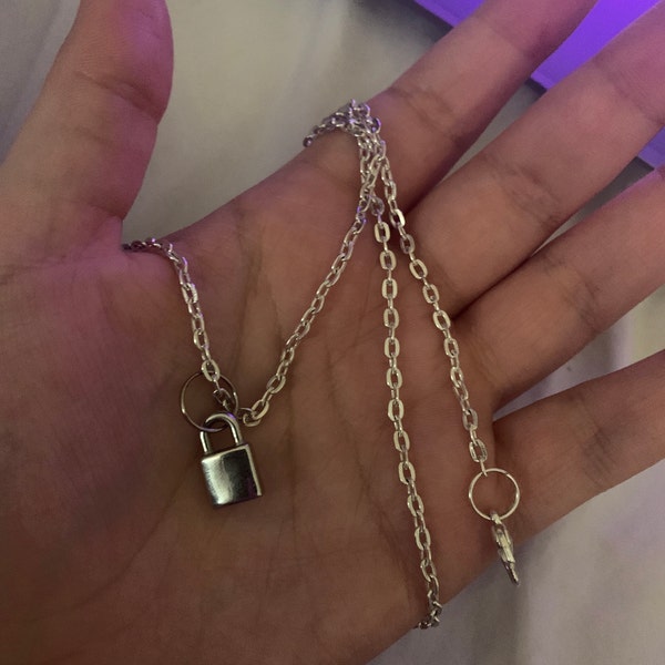 Padlock Silver Necklace & Pendent | Emo Goth Cool Fashion Rock Tattoo ...
