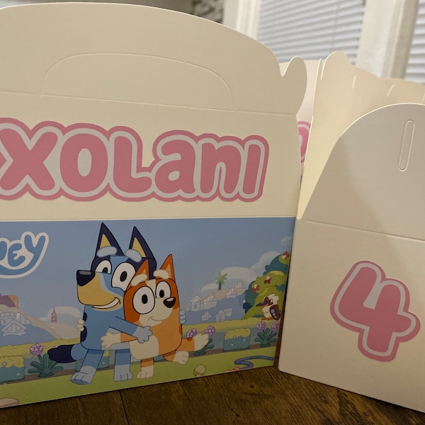 Blue Dog Gable Box, Blue Dog Favor Box, Blue Dog Pink Party Decor, Blue ...