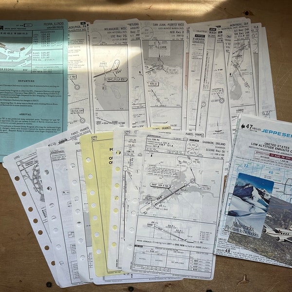 50 Vintage Flight Aviation Pilots Maps, Coordinates, Paper Ephemera ...