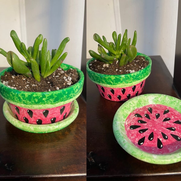 Triangle Pattern Planter With Drainage Tray Custom Geometric Terracotta ...