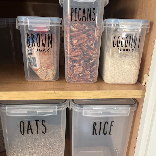 155 Pantry Labels: Clear Handwritten Printed Vinyl Stickers + Black ...