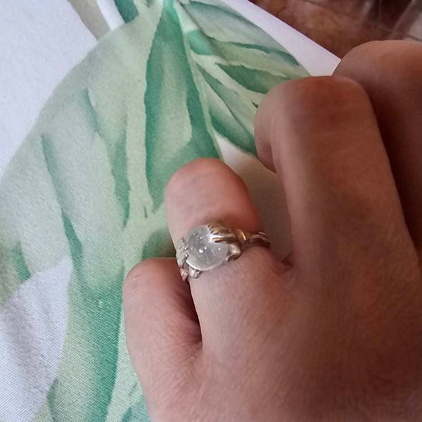 Witch Ball Ring, Hands Ring, Gemstone Ring, Silver Witch Ring, Silver ...