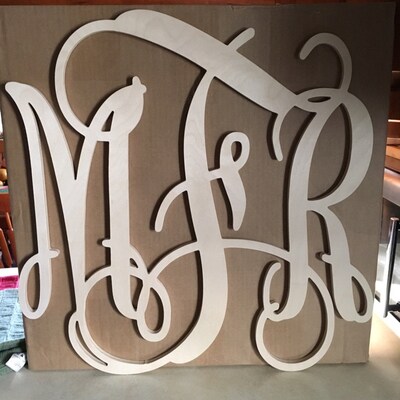 Large 24 Inch Unpainted 3 Letter Wooden Monogram 24 Wooden Decor ...