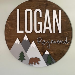 Custom Name Sign Round Baby Name Boy Nursery Sign Baby | Etsy