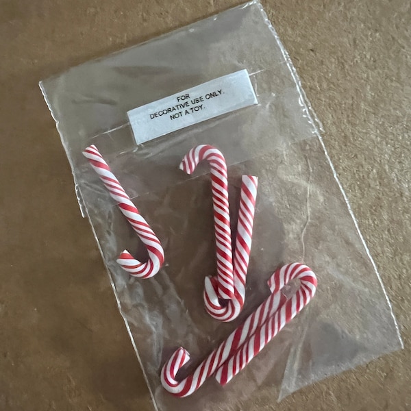 Miniature Candy Canes, Mini Embellishments, Peppermint Cane Non-edible ...