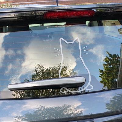 Kitty Cat Windshield Wiper Di Cut Decal Home/laptop/computer/truck/car ...