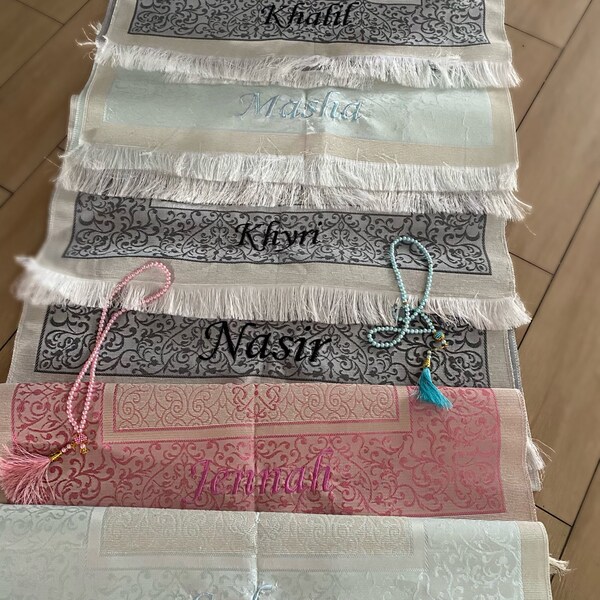 Pink Color Personalized Prayer Mat, Eid Gifts, Islamic Gift Set, Prayer Mat Set, Islamic Wedding ...