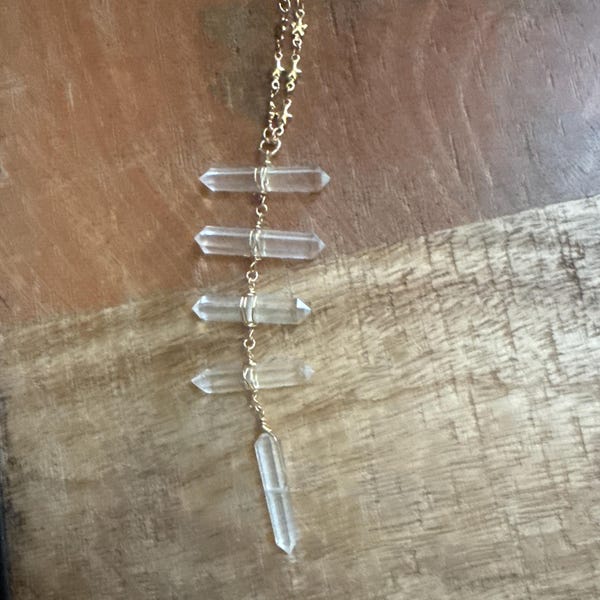 Crystal Statement Necklace, Lariat Statement Necklace, Crystal Quartz ...