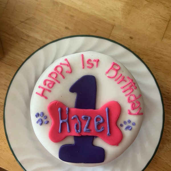 Personalized First Birthday 4 Inch Dog Birthday Cake Peanut Butter ...