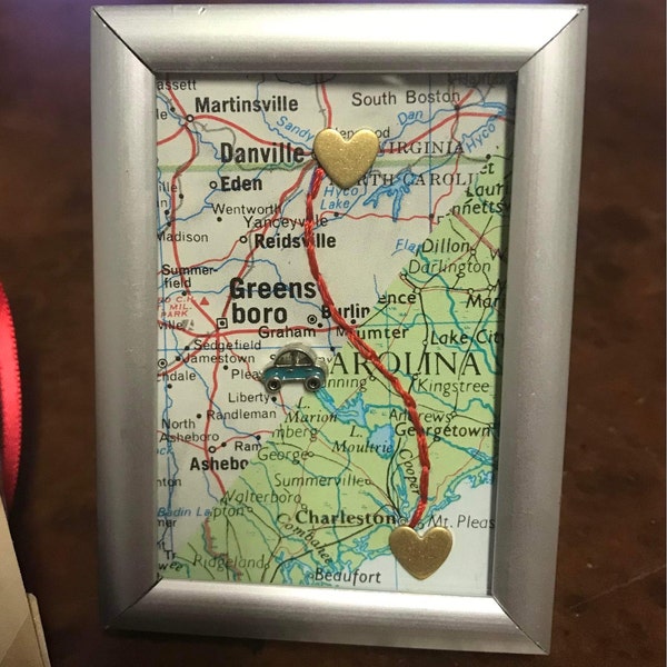 Long Distance Map Frame, String of Fate Gift (2x2.7") - Etsy