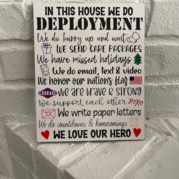 Military Family Deployment Sign, Navy Army Marines Gifts, in This House ...