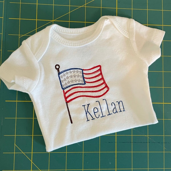 Patriotic American Flag for Fourth of July Doodle Vintage Stitch ...