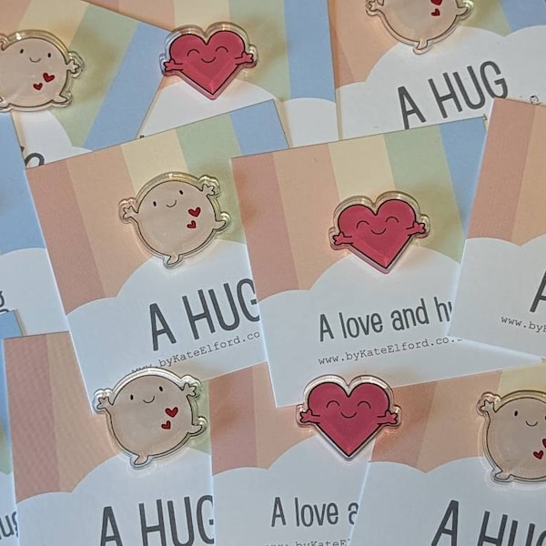 A Love and Hug Mini Magnet, Cute Positive Heart, Tiny Fridge Magnet ...