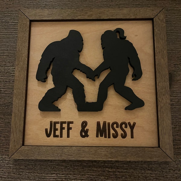 Bigfoot Couples Name Sign, Personalized Home Decor for Bigfoot Lover - Etsy