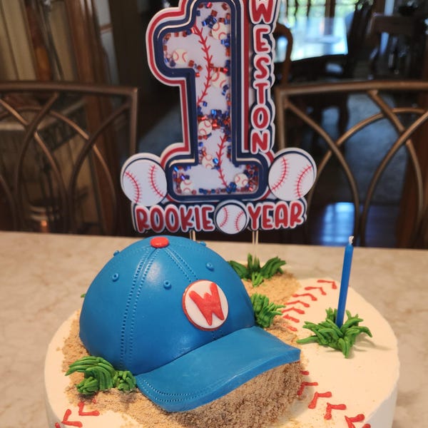 Baseball Cake Topper, 1st Birthday Baseball Party Decor, Rookie Year ...