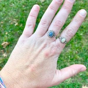 Oval Labradorite Ring, Boho Silver Ring - Etsy