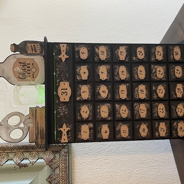 Personalized Halloween Countdown Advent Calendar Wooden Light up Zombie ...