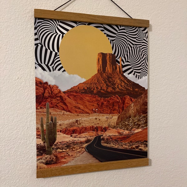 Desert Wall Art, 70s Poster, Desert Art, Cactus Print, Digital Collage ...